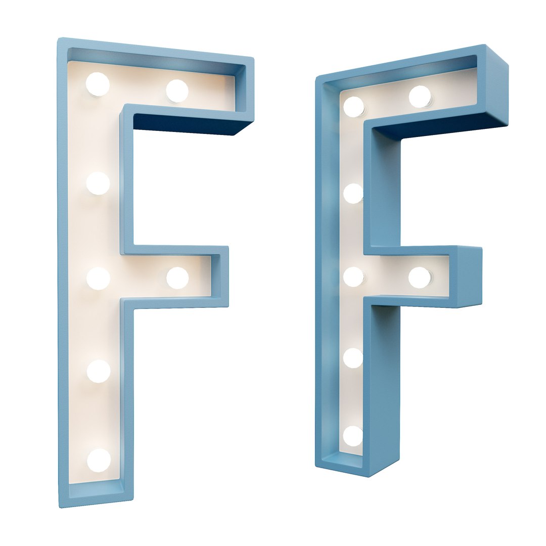 3D Model Marquee Letter F Led Glow Sign 3dmodel - TurboSquid 1973825