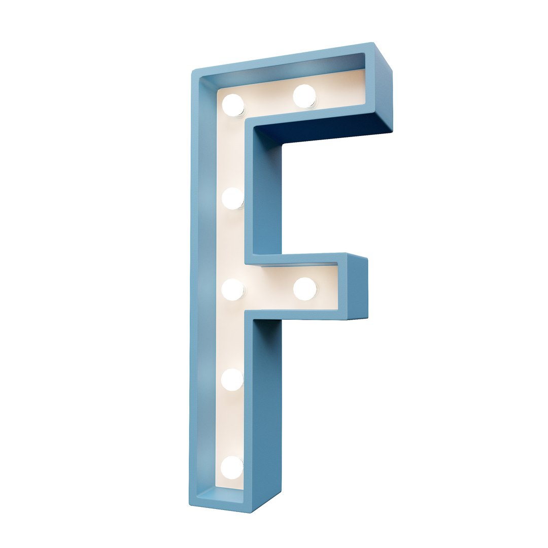 3D Model Marquee Letter F Led Glow Sign 3dmodel - TurboSquid 1973825
