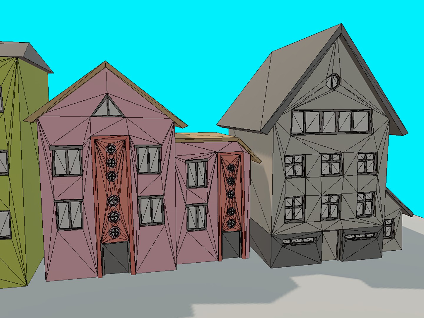 3d Model Low-poly Cartoon Houses Set