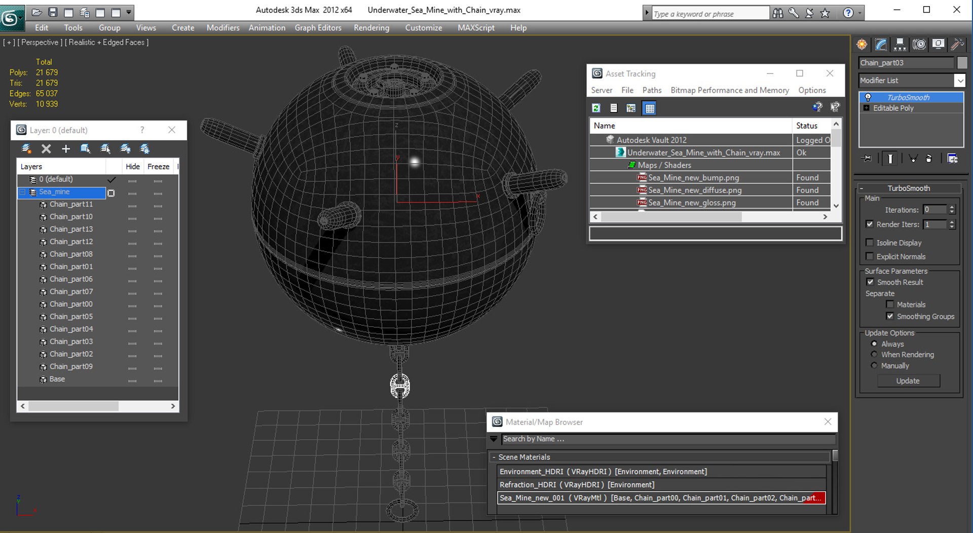 3D Underwater Sea Chain Model - TurboSquid 1332542