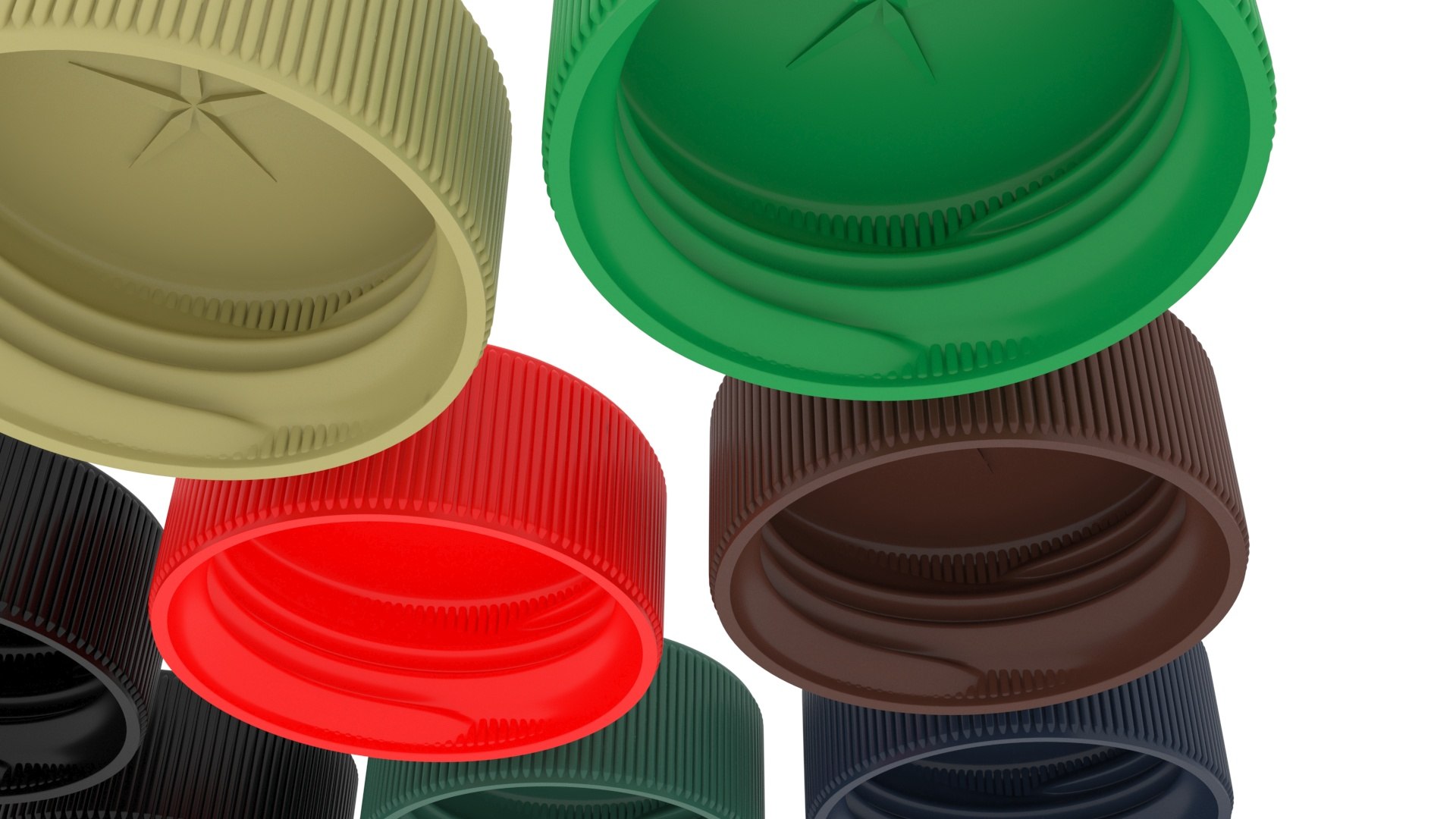 Plastic Bottle Caps Set 3D Model - TurboSquid 2244117