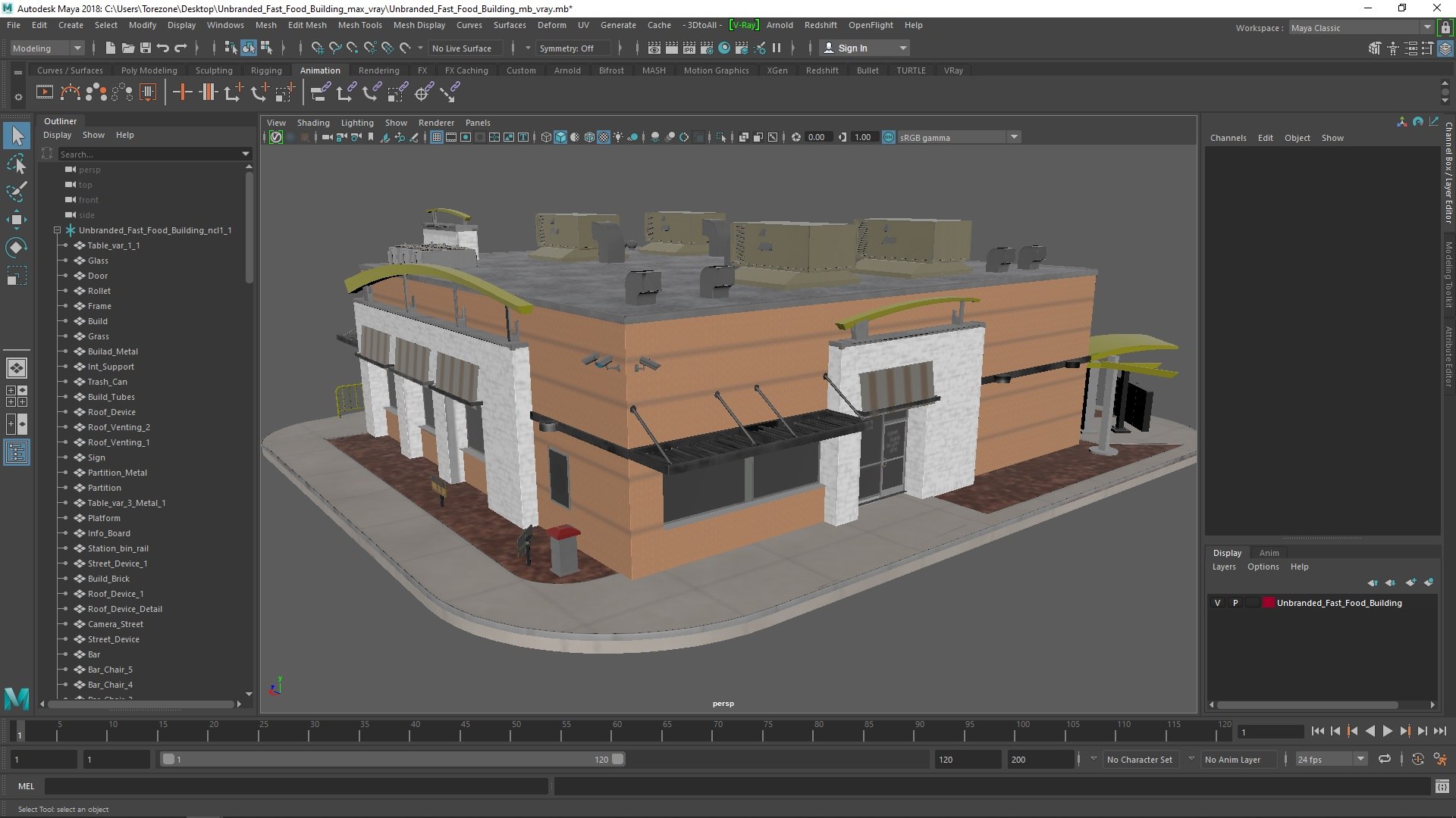 3D Unbranded Fast Food Building - TurboSquid 2382785