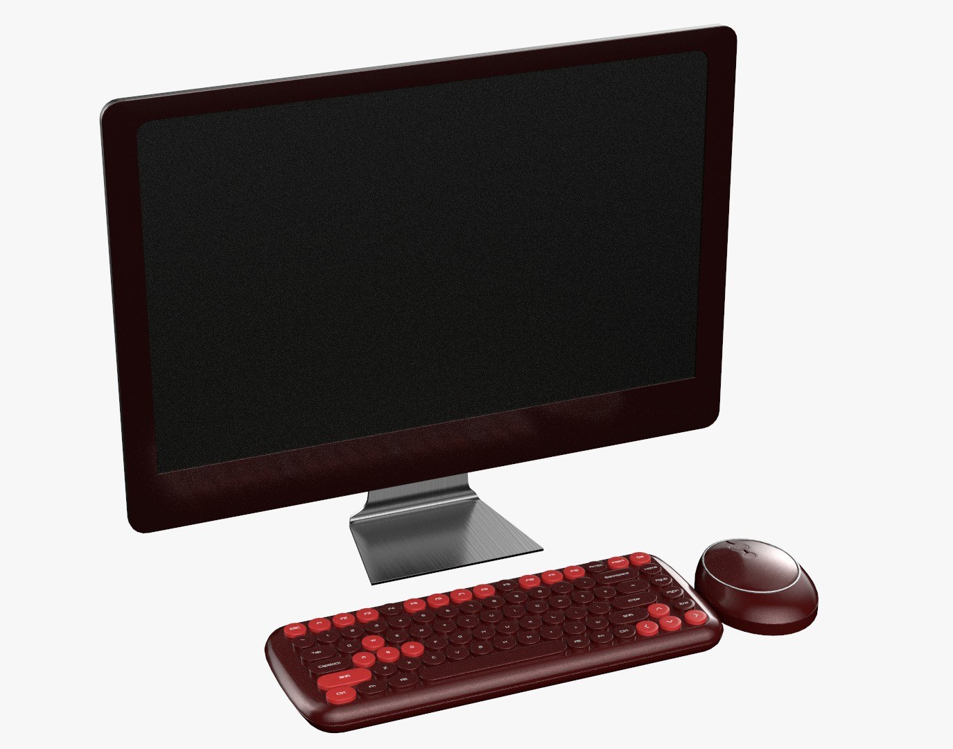 3D Wireless Pc Set Monitor Keyboard Mouse Red Wine Version - TurboSquid ...