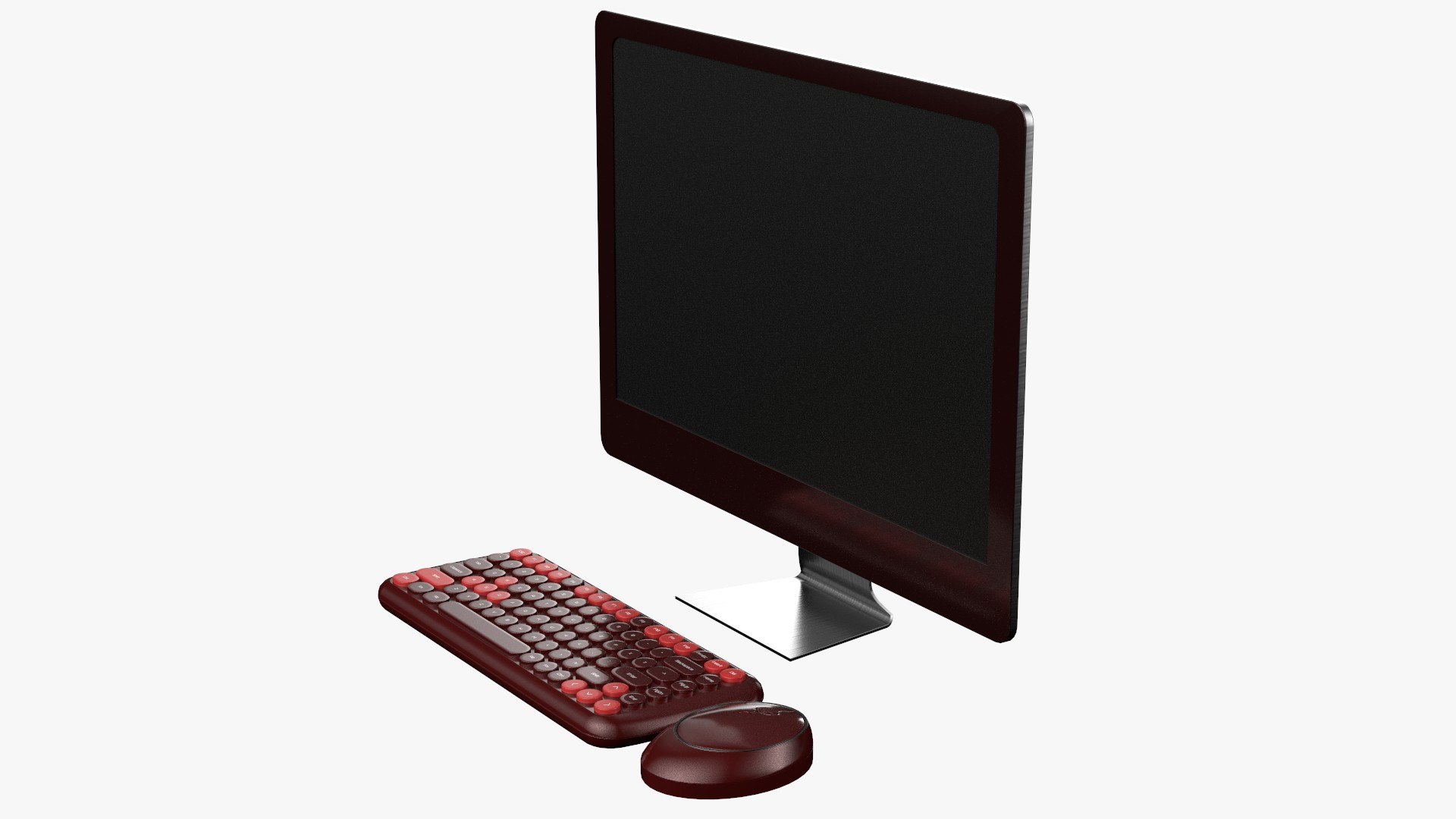 3D Wireless Pc Set Monitor Keyboard Mouse Red Wine Version - TurboSquid ...