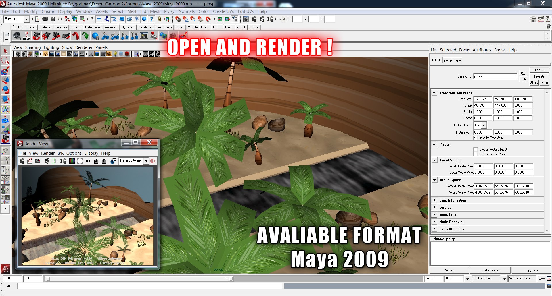 3d 3ds Cartoon Desert
