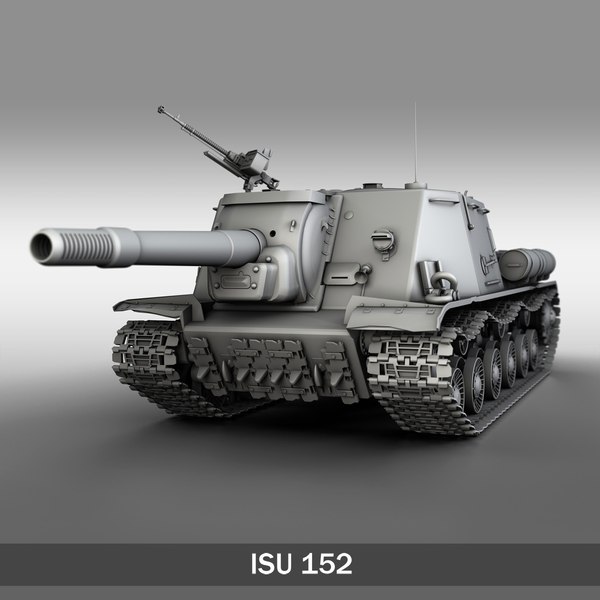 isu-152 heavy tank gun 3d model