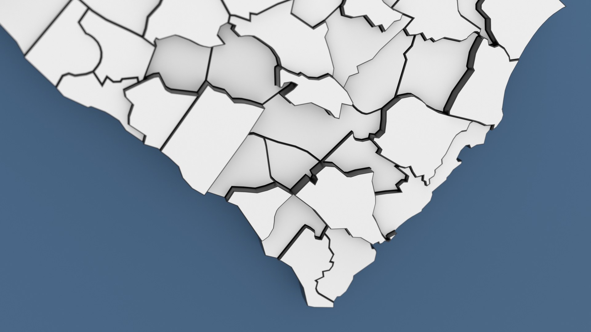 South Carolina Counties - Map Of United States Of America USA 3D ...