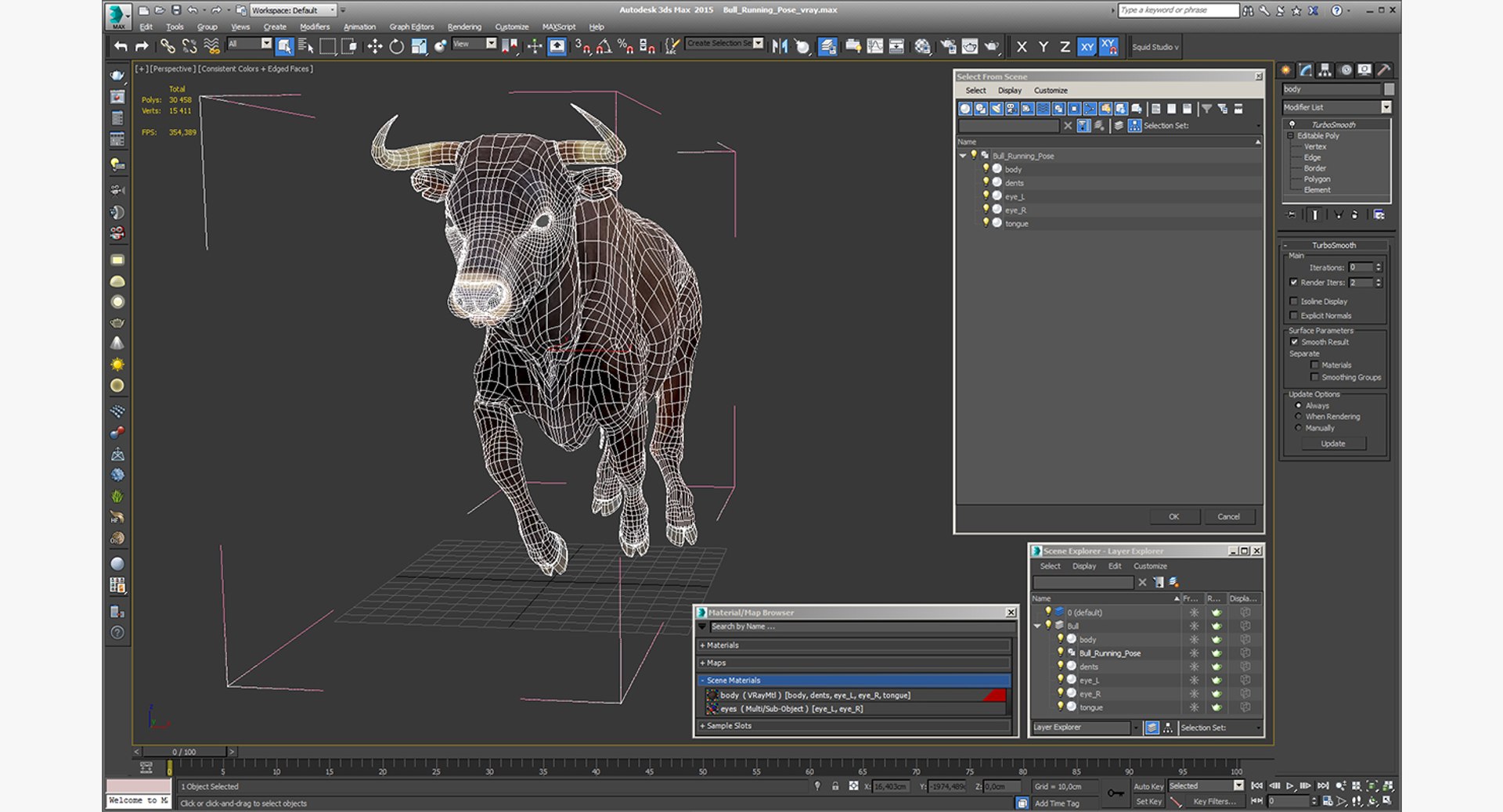 3D bull running pose model - TurboSquid 1217757