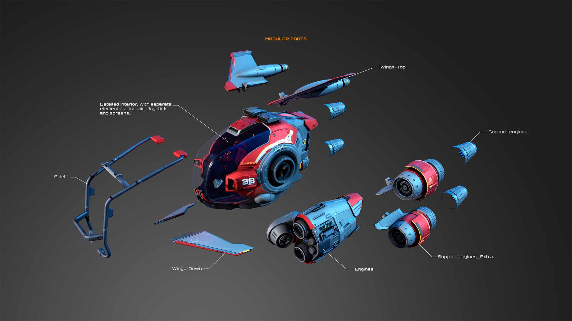 Modular SCARAB Starfighter 3D Model - TurboSquid 2101516