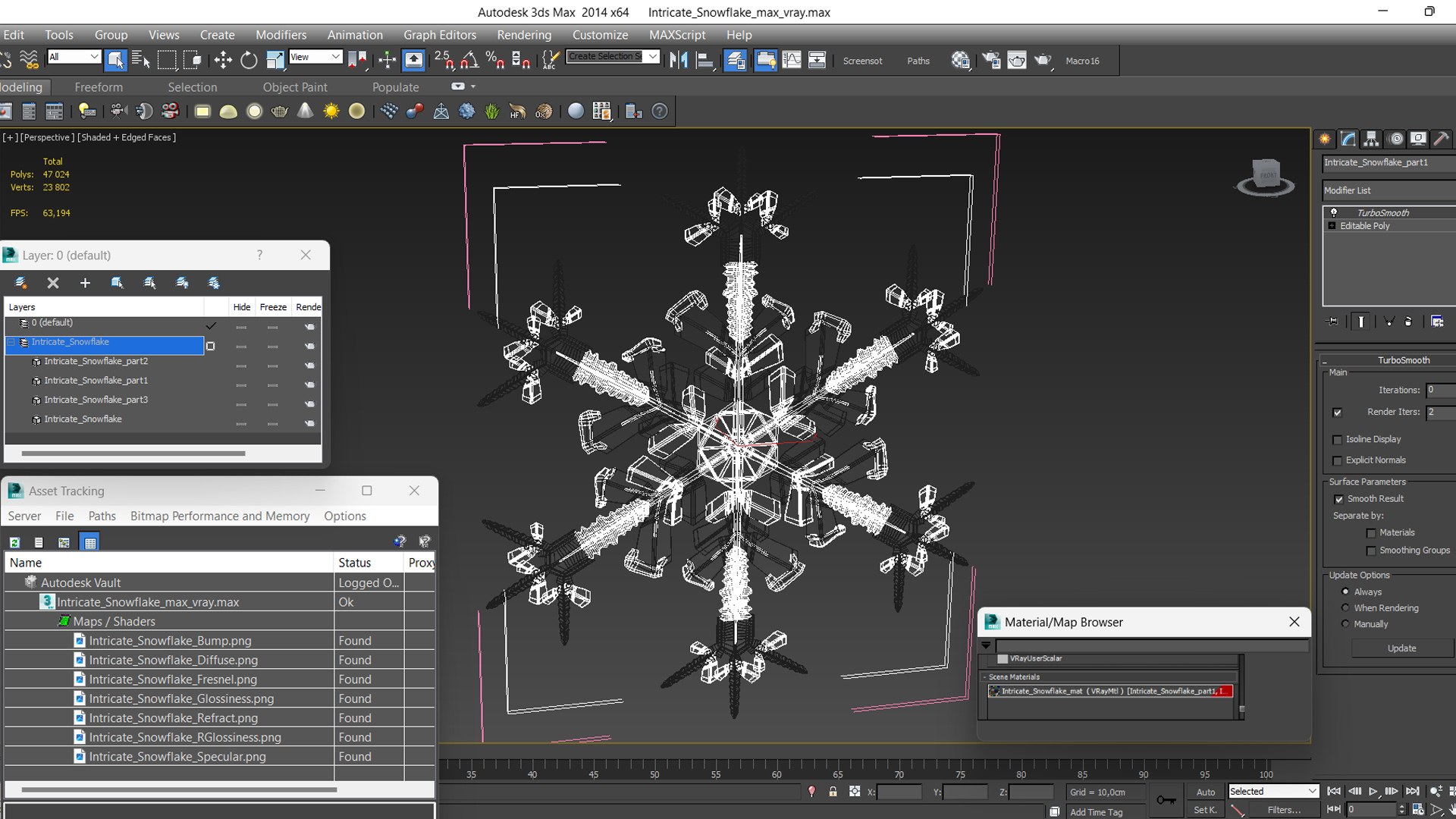 Intricate Snowflake 3D Model - TurboSquid 2243863