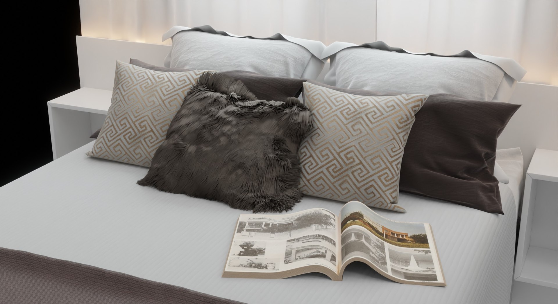 3D Bed With Panel Model - TurboSquid 2223002