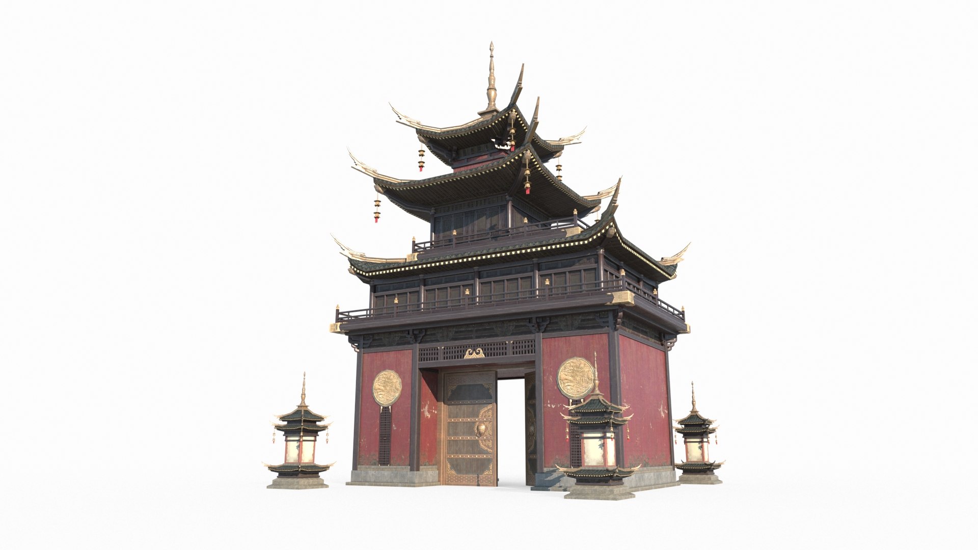 Ancient Asian Architecture Palace Gate Tower 3D Model - TurboSquid 2050832