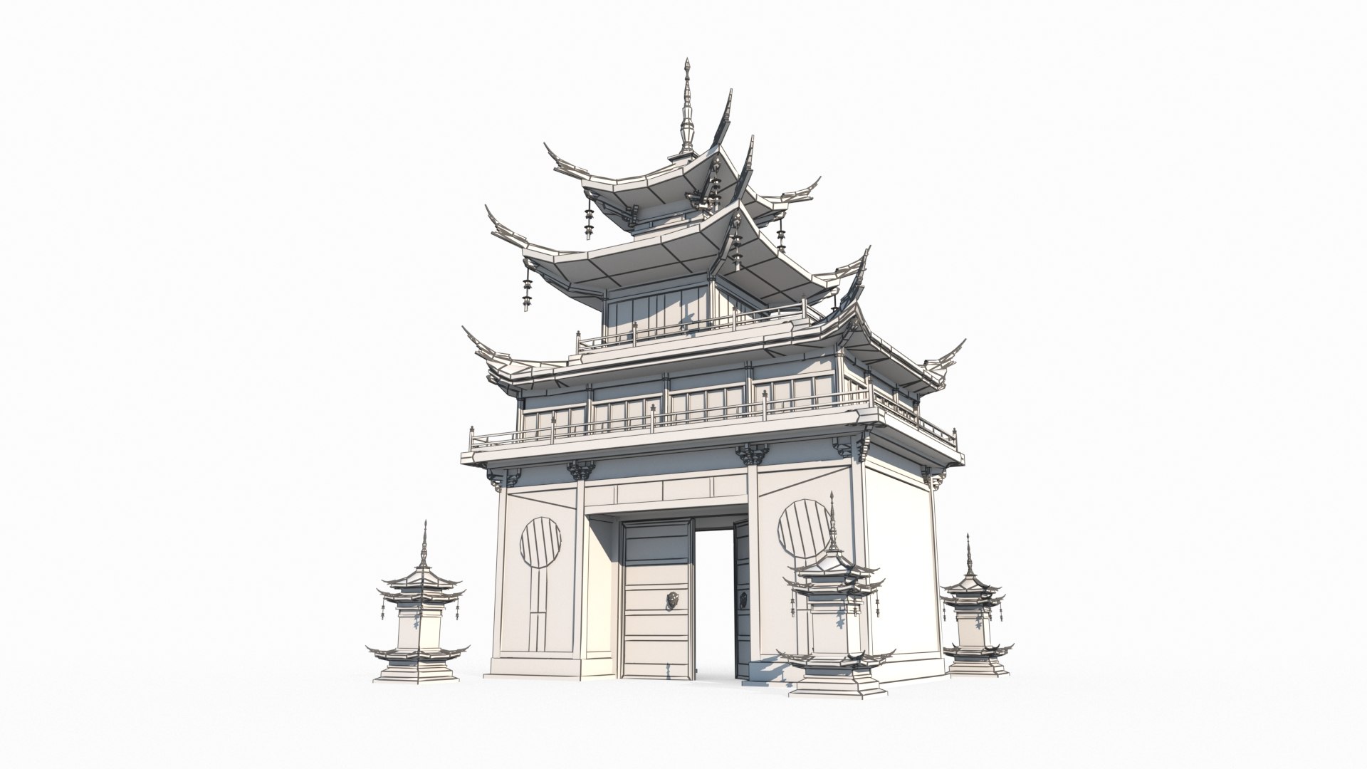 Ancient Asian Architecture Palace Gate Tower 3D Model - TurboSquid 2050832