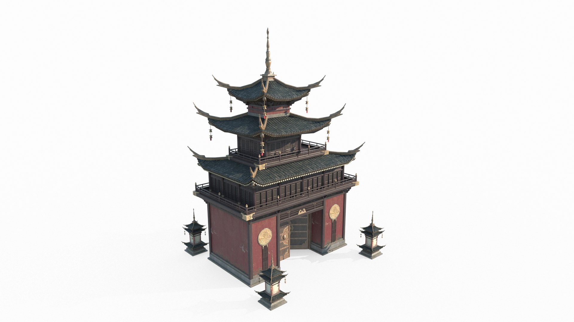 Ancient Asian Architecture Palace Gate Tower 3D Model - TurboSquid 2050832