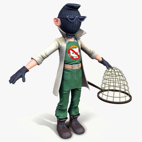 3D ready cartoon cat catcher - TurboSquid 1448771