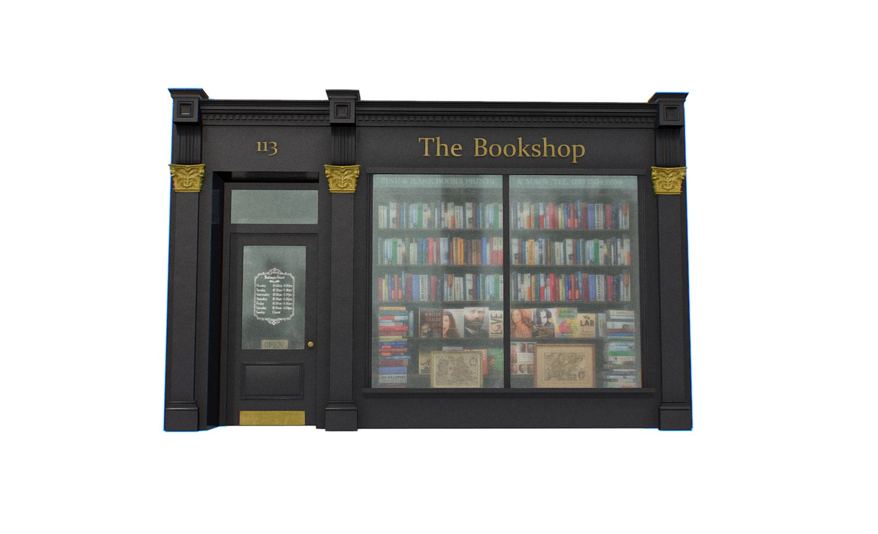 Realistic Storefront - Bookshop Model - TurboSquid 2167161
