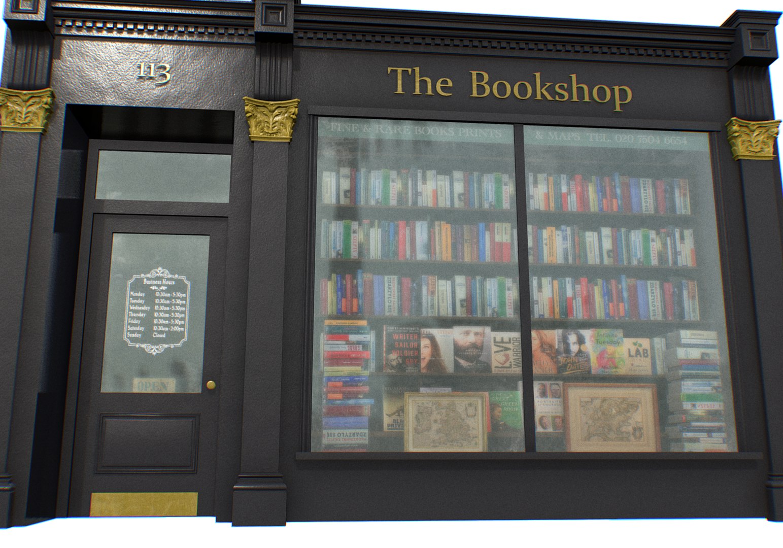 Realistic Storefront - Bookshop Model - TurboSquid 2167161
