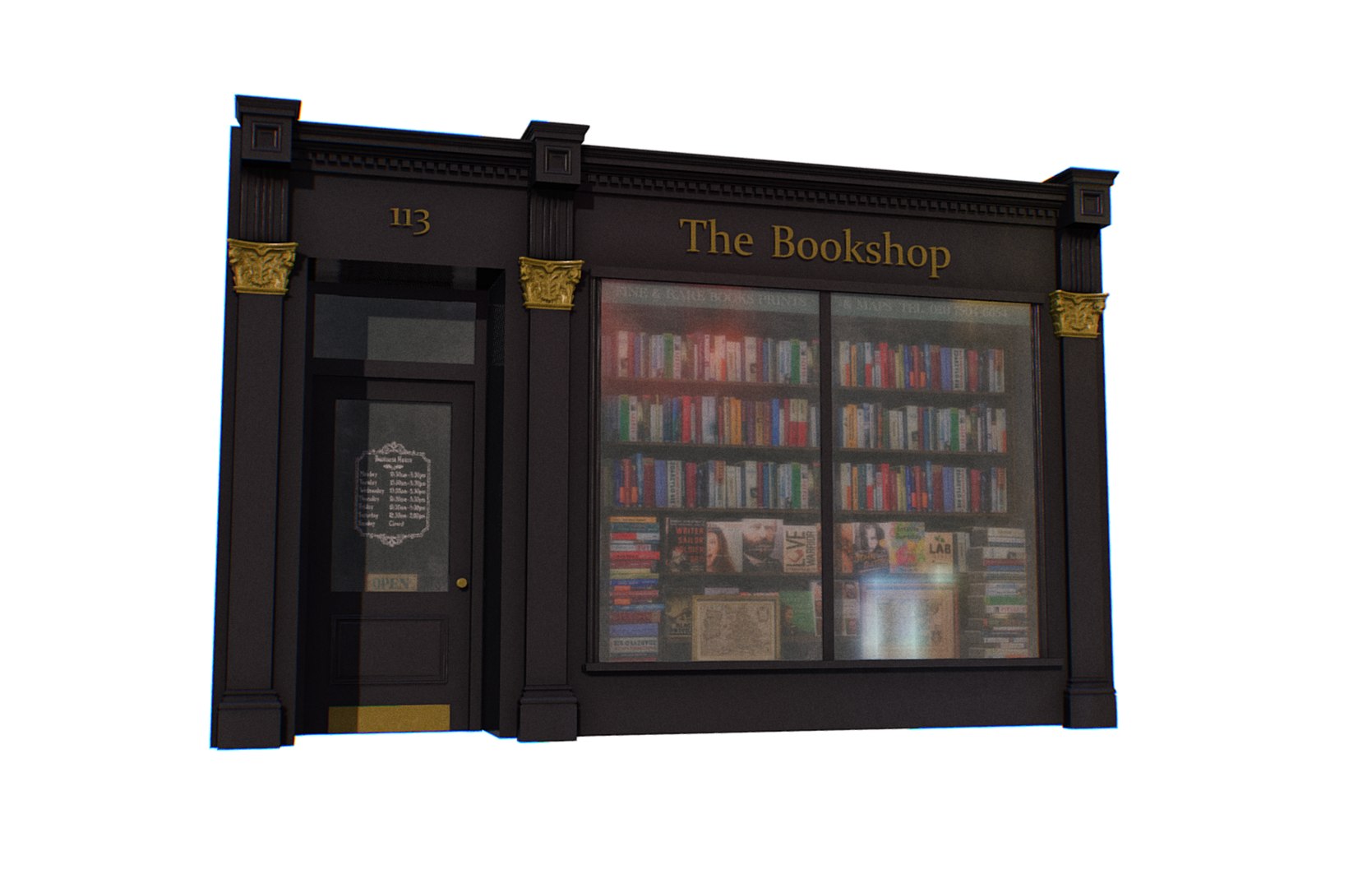 Realistic Storefront - Bookshop Model - TurboSquid 2167161