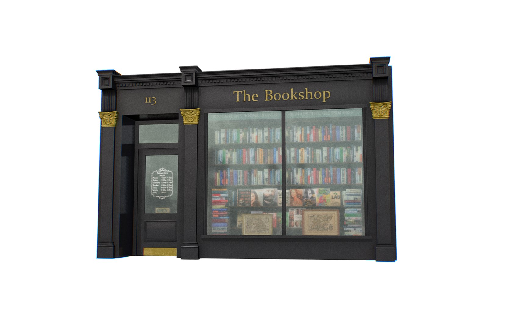Realistic Storefront - Bookshop Model - TurboSquid 2167161