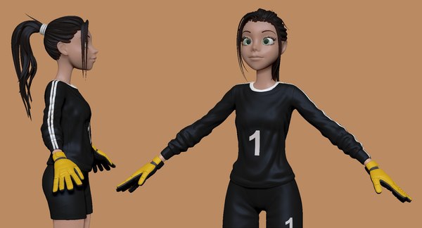 sculpt female cartoon goal 3d model