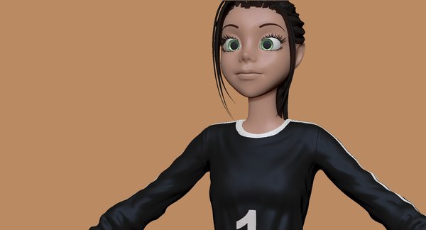 sculpt female cartoon goal 3d model