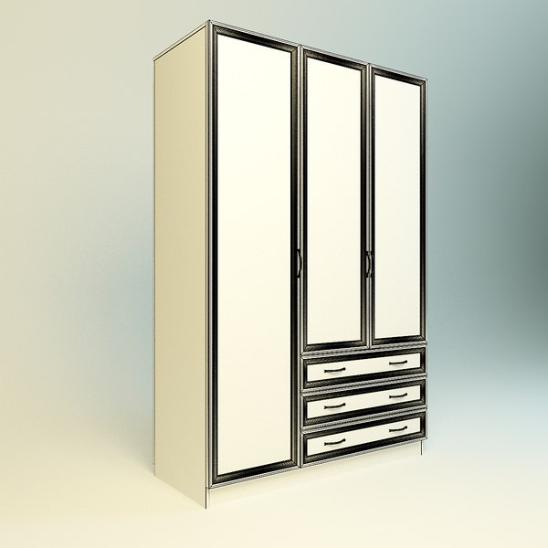 3d model of realistic wood wardrobe