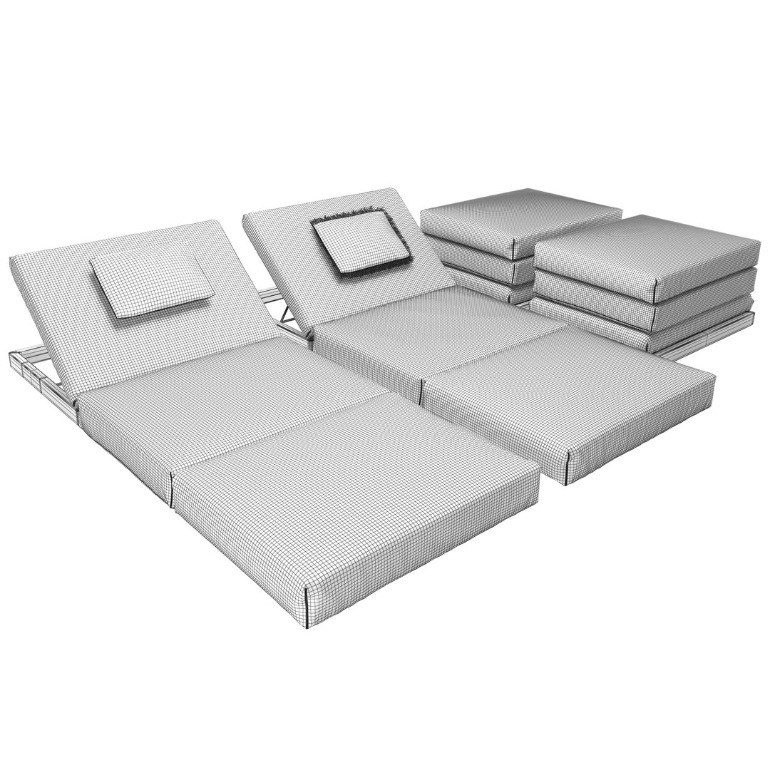 3D Exteta Sunset Recliner Mahogany Sun Lounger Daybed Model ...