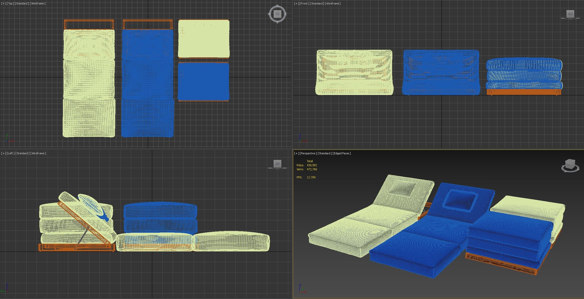 3D Exteta Sunset Recliner Mahogany Sun Lounger Daybed Model ...