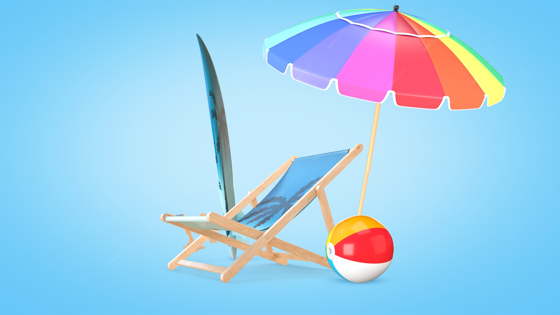 3D Model Beach Pack Low-poly - TurboSquid 2115206