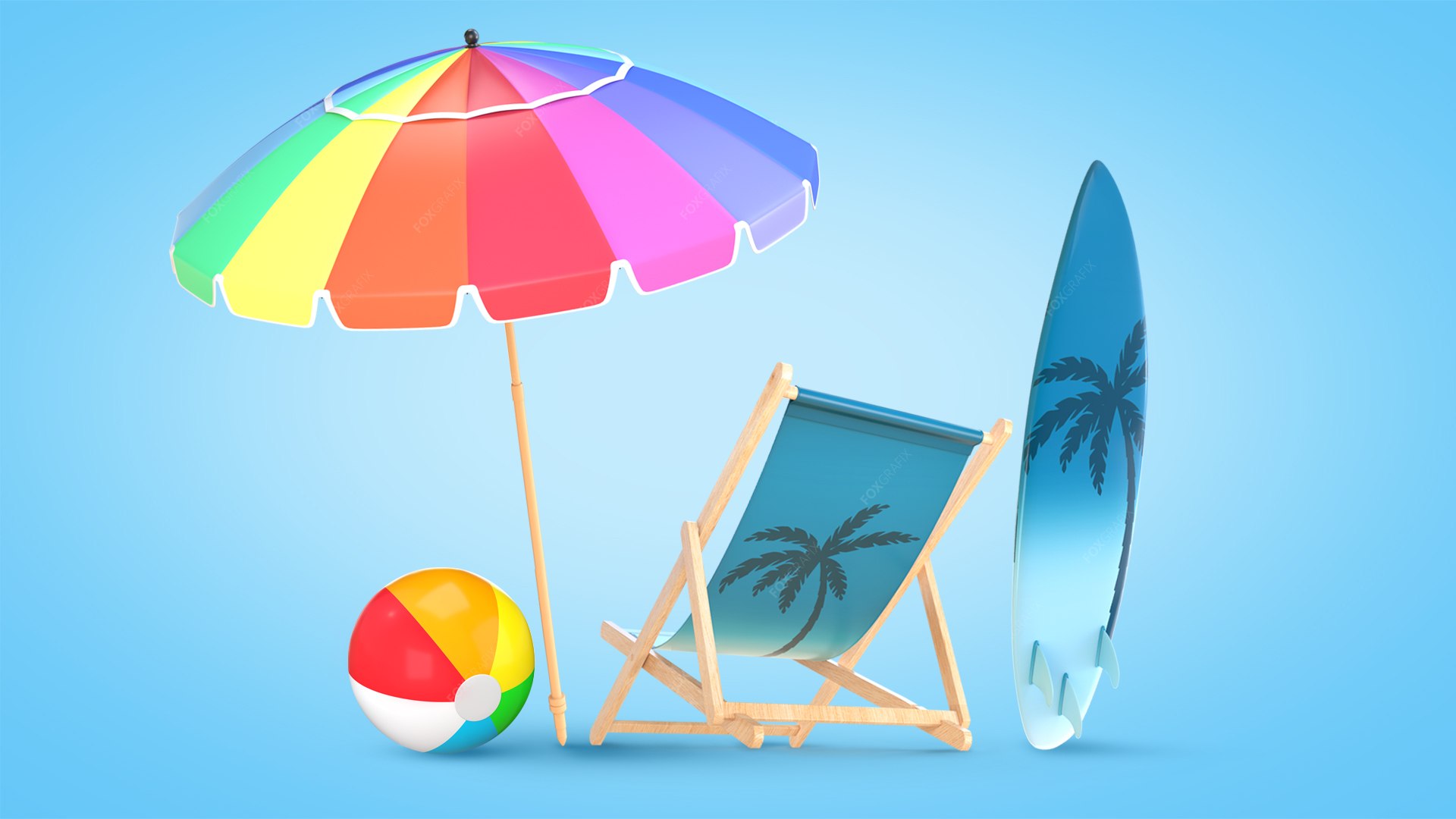 3D Model Beach Pack Low-poly - TurboSquid 2115206
