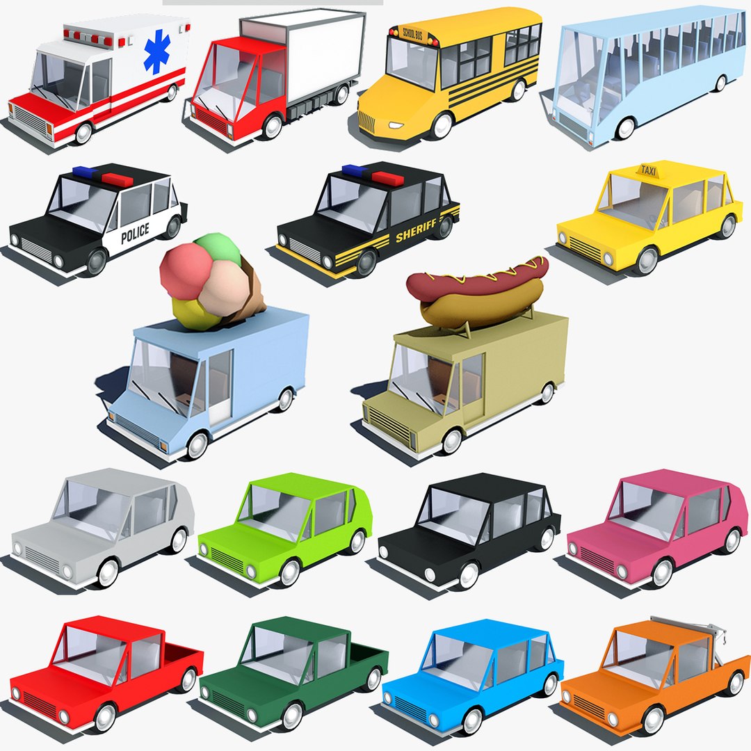 3D Cartoon Car Pack - TurboSquid 1760820