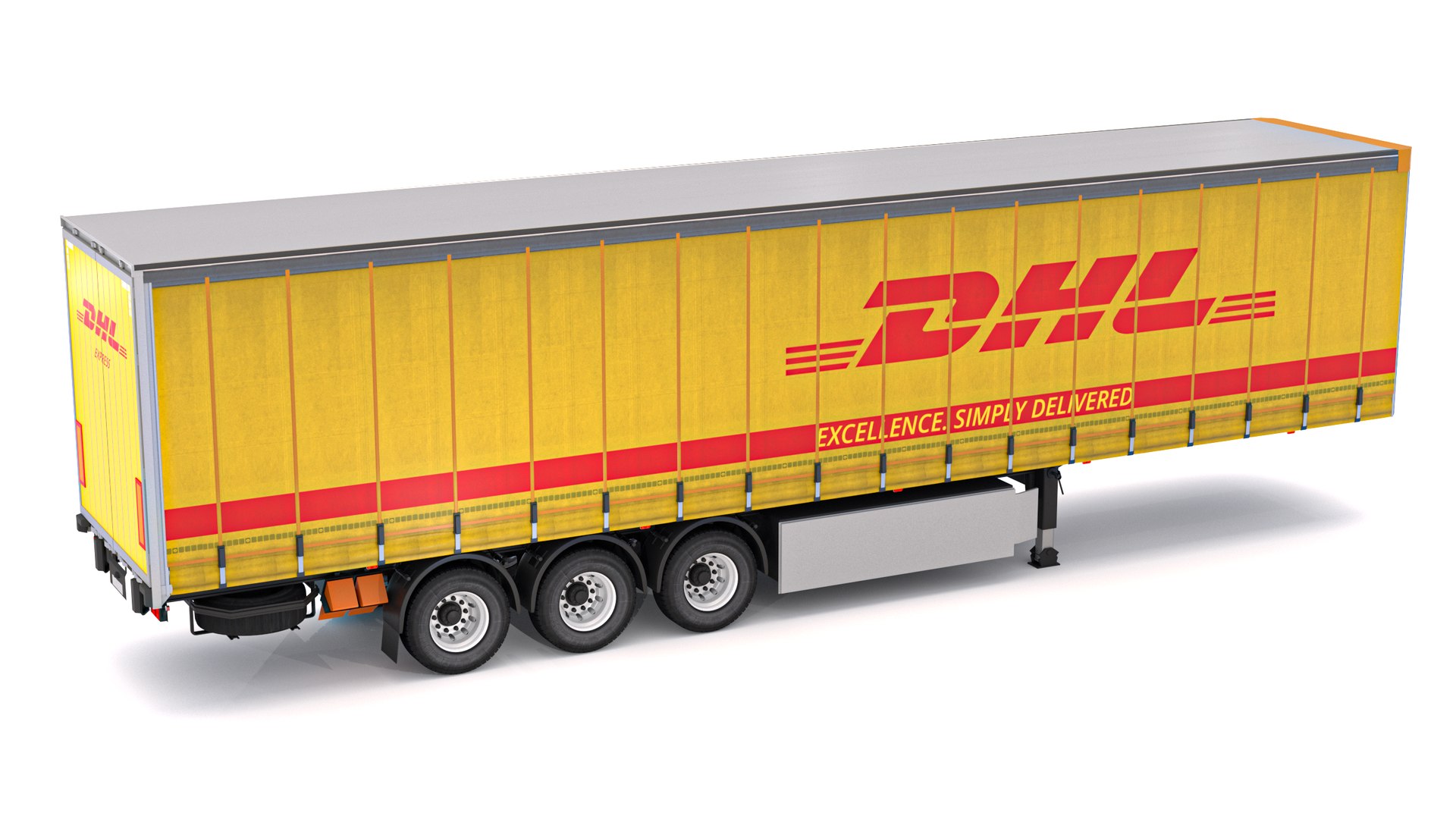 3D Semi Trailer DHL Curtainsider - TurboSquid 2289127