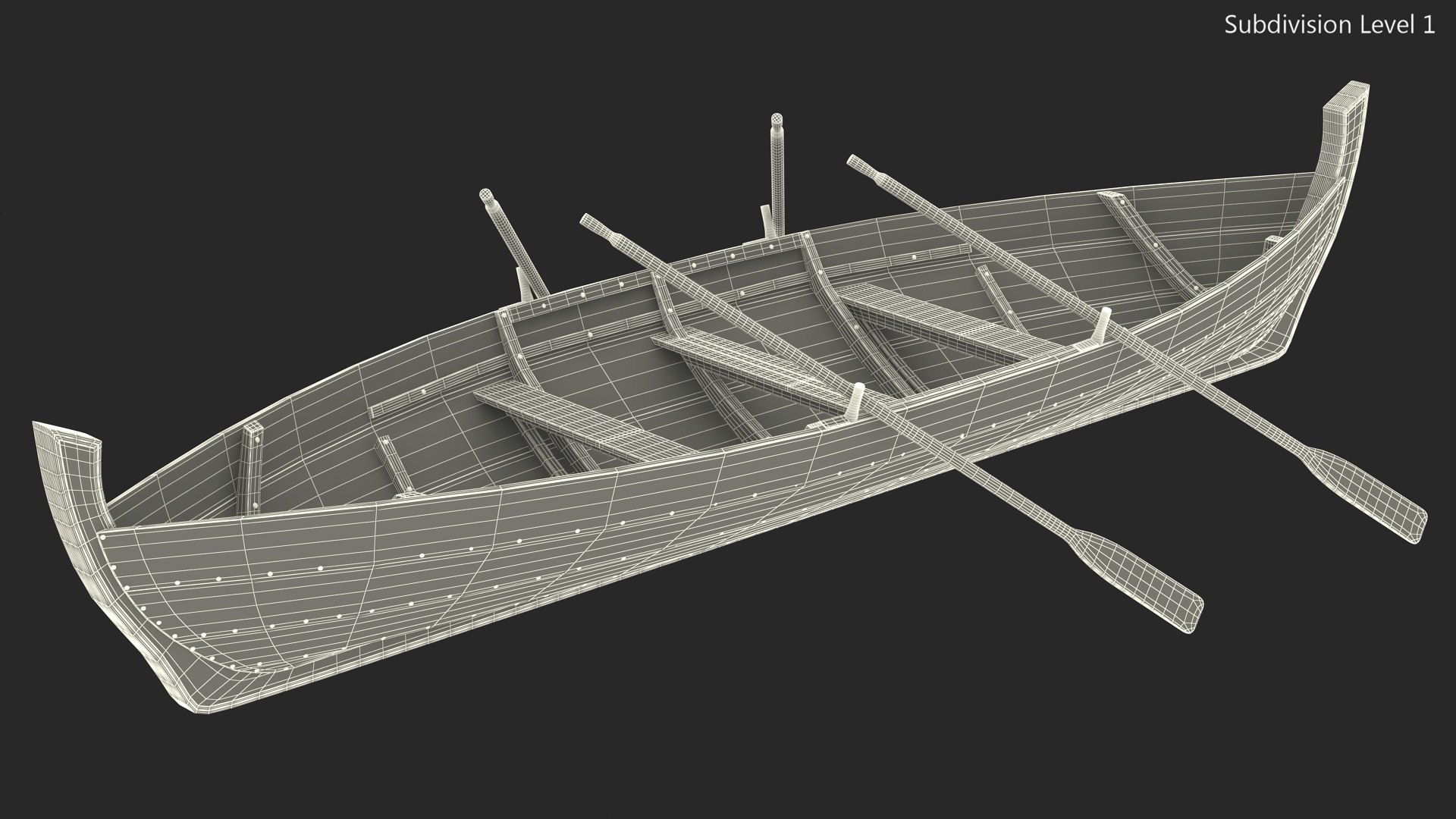 3D Wooden Boat With Paddles Model - TurboSquid 2179961