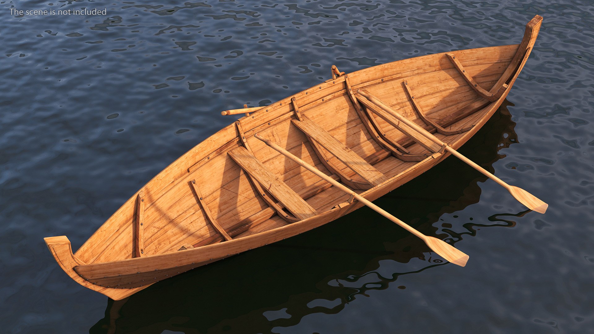 3D Wooden Boat With Paddles Model - TurboSquid 2179961