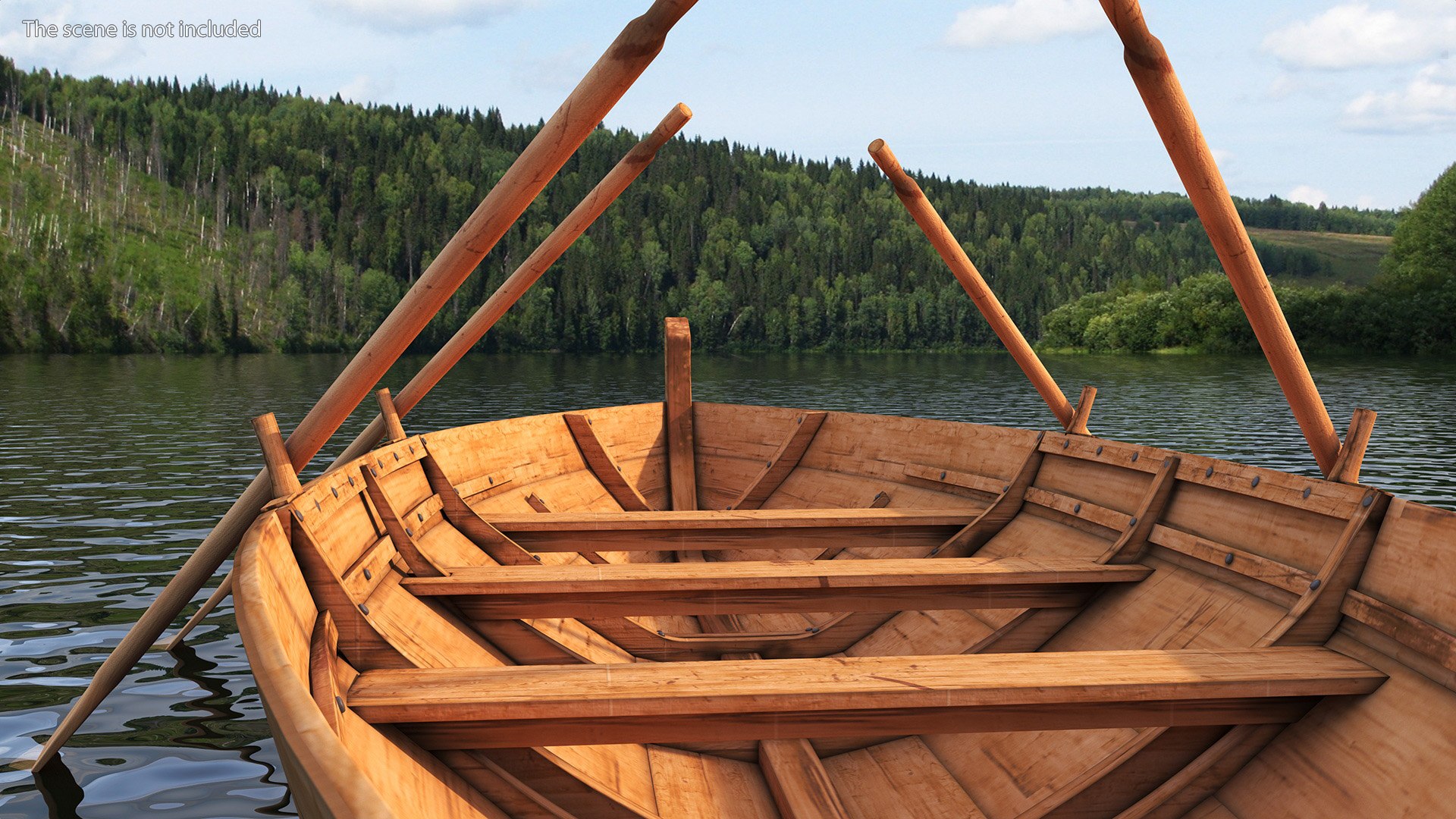 3D Wooden Boat With Paddles Model - TurboSquid 2179961