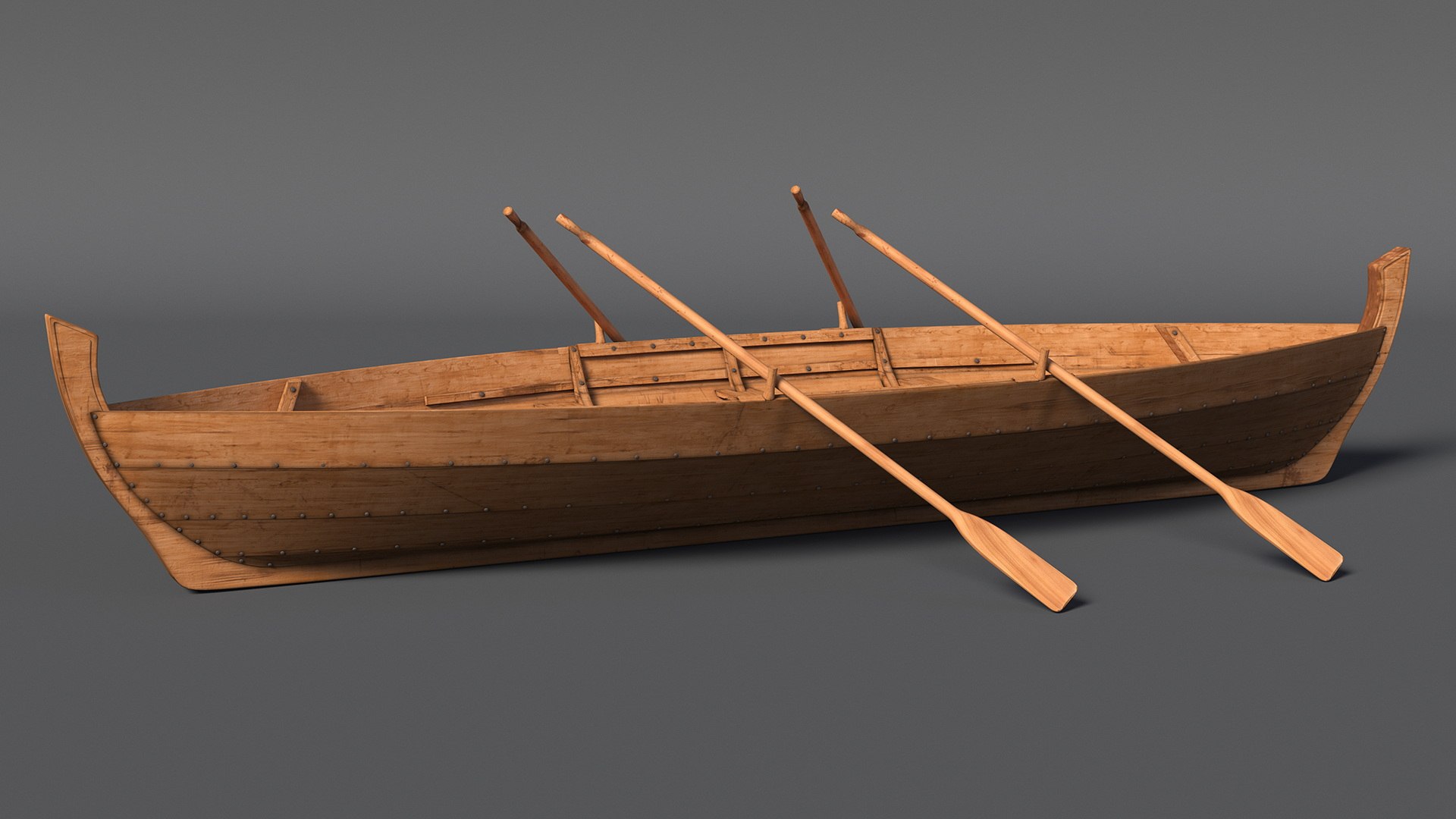 3D Wooden Boat With Paddles Model - TurboSquid 2179961