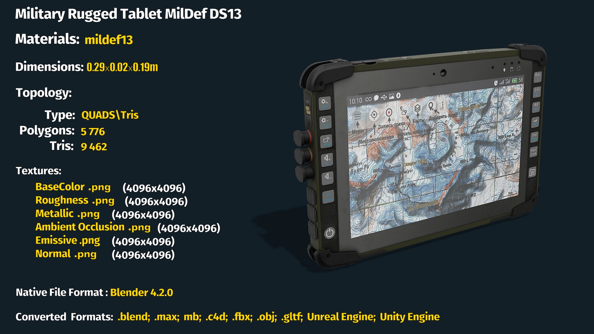 Military Rugged Tablet MilDef DS13 3D Model - TurboSquid 2279604