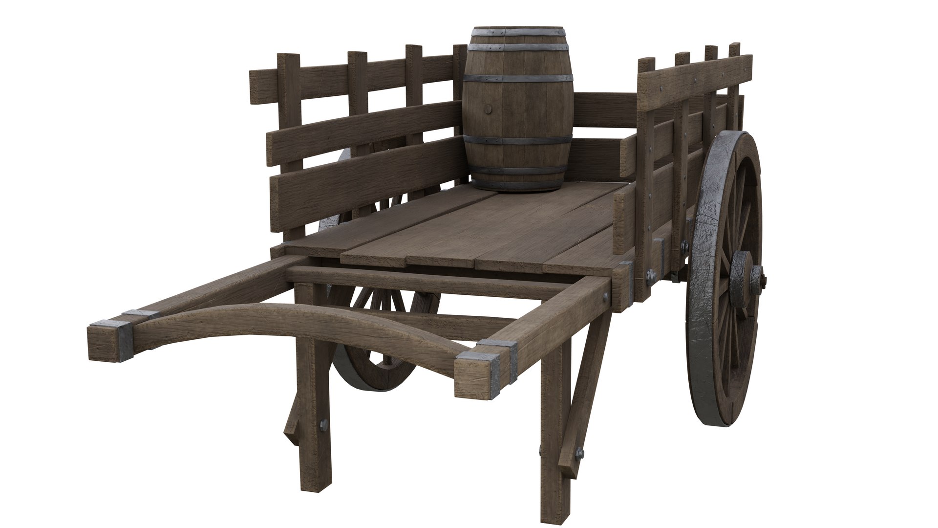 Cart With Barrel 3D - TurboSquid 2020167