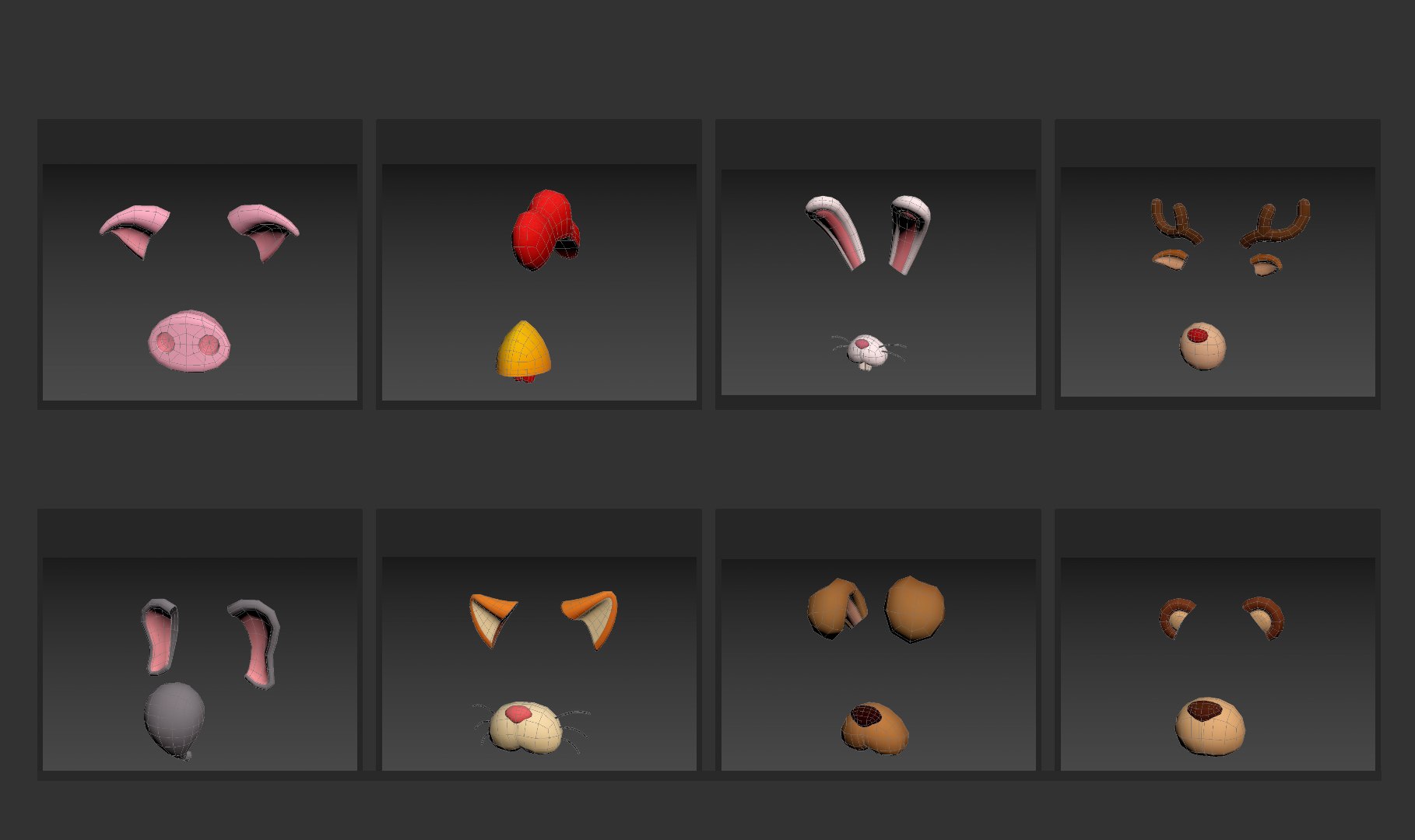 Animal Face Pack 3D Model - TurboSquid 1597613