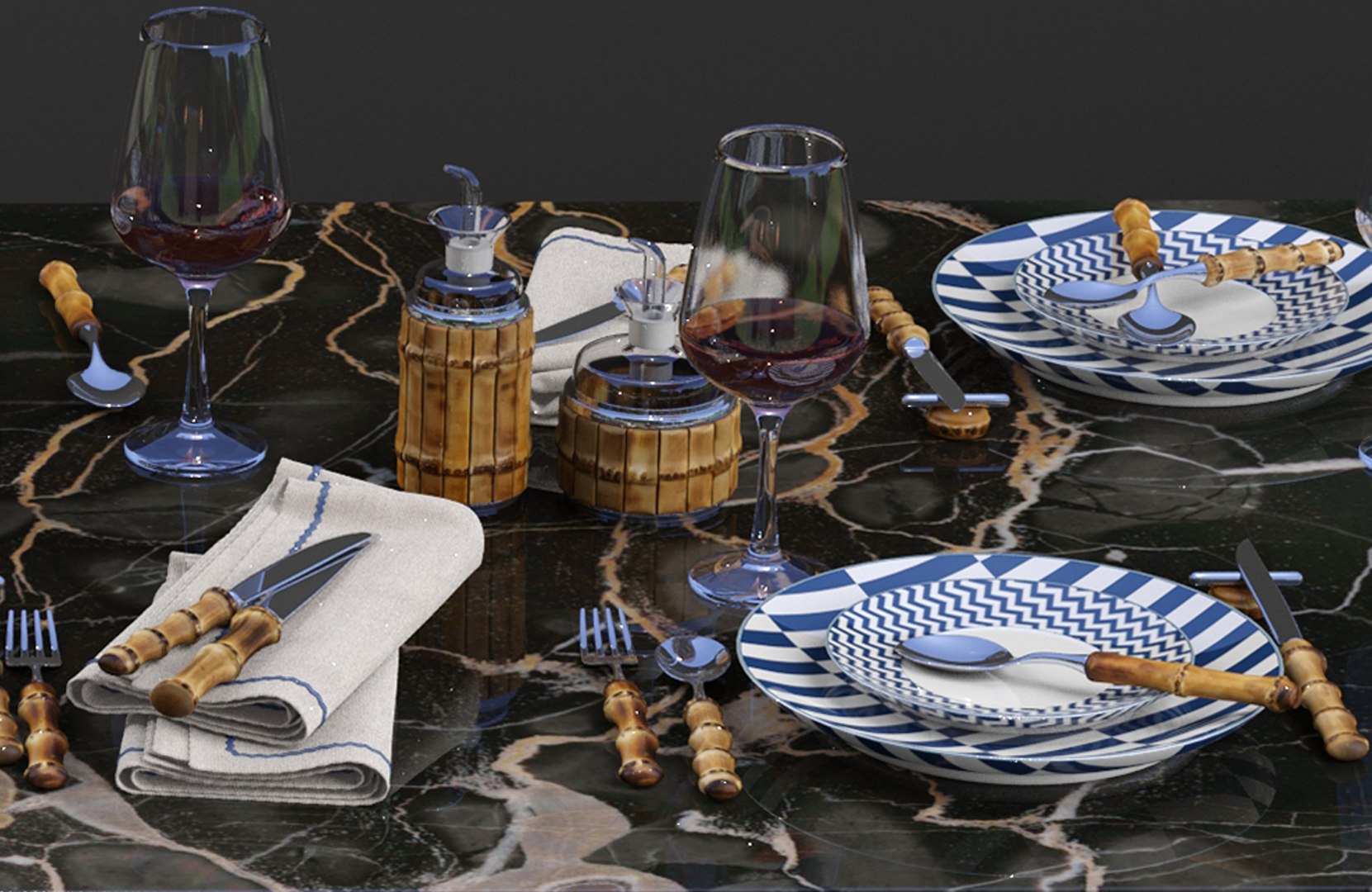 3D lorenzi milano bamboo dining - TurboSquid 1366531