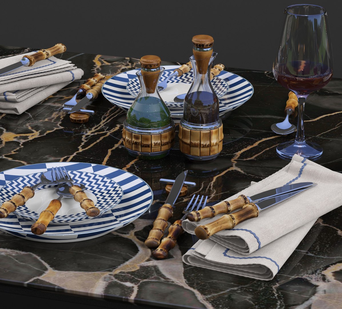 3D lorenzi milano bamboo dining - TurboSquid 1366531