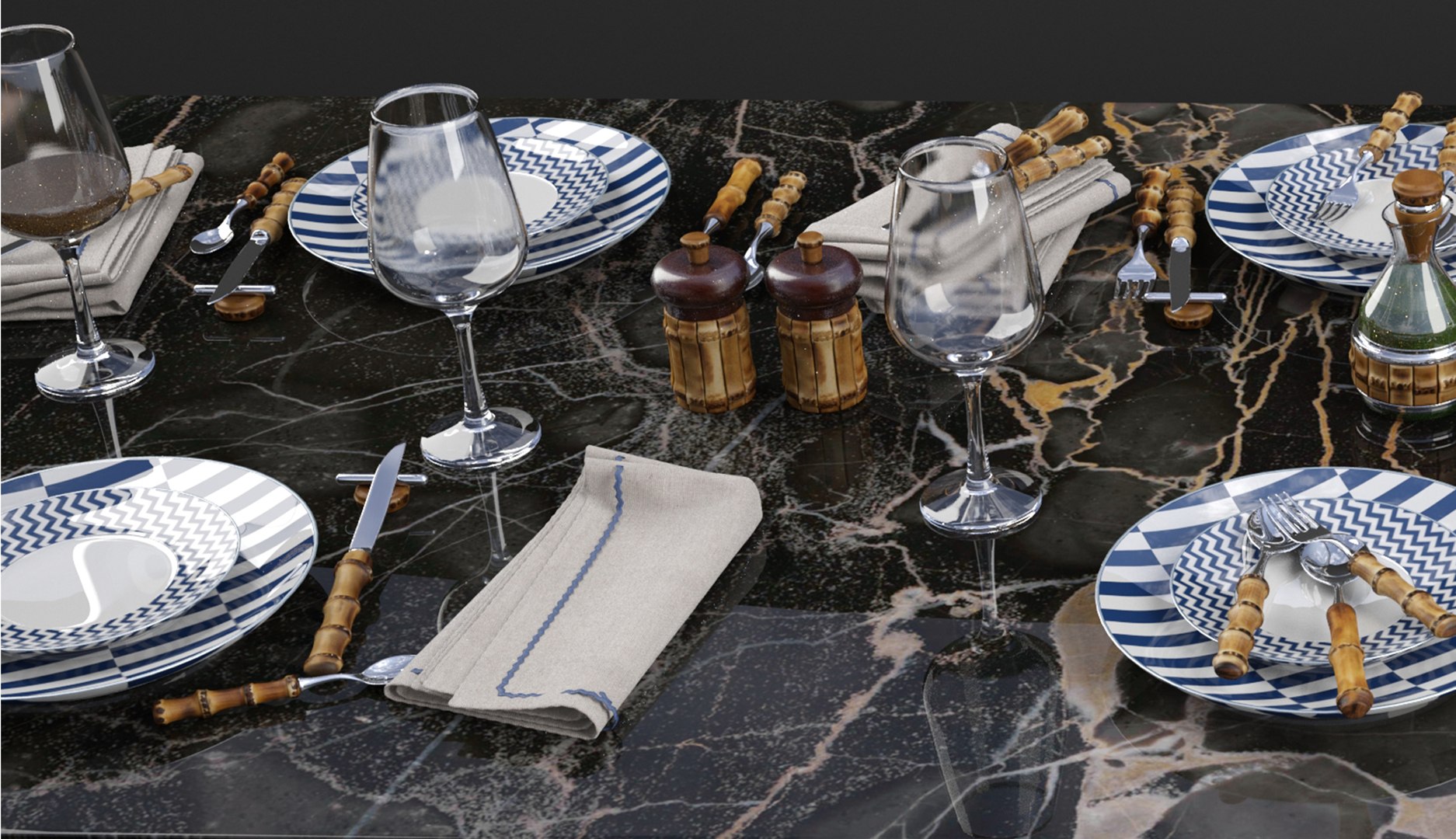 3D lorenzi milano bamboo dining - TurboSquid 1366531