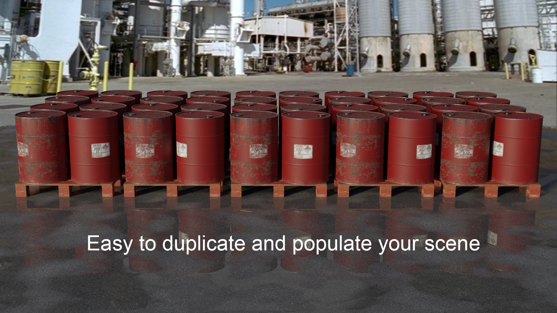 3D Model Industrial Oil Storage Drums - Red - TurboSquid 1806357