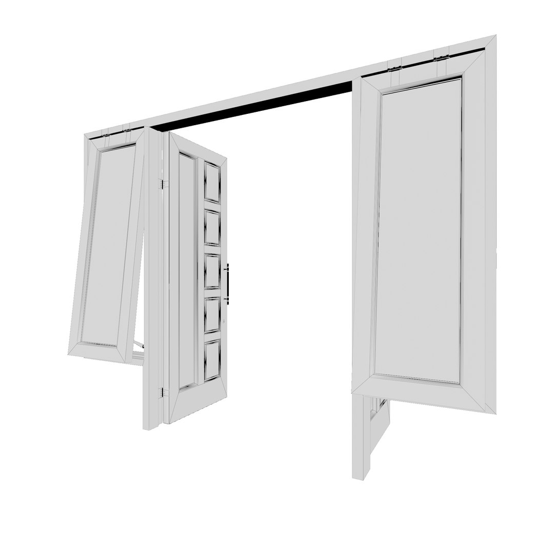 3d model double door window