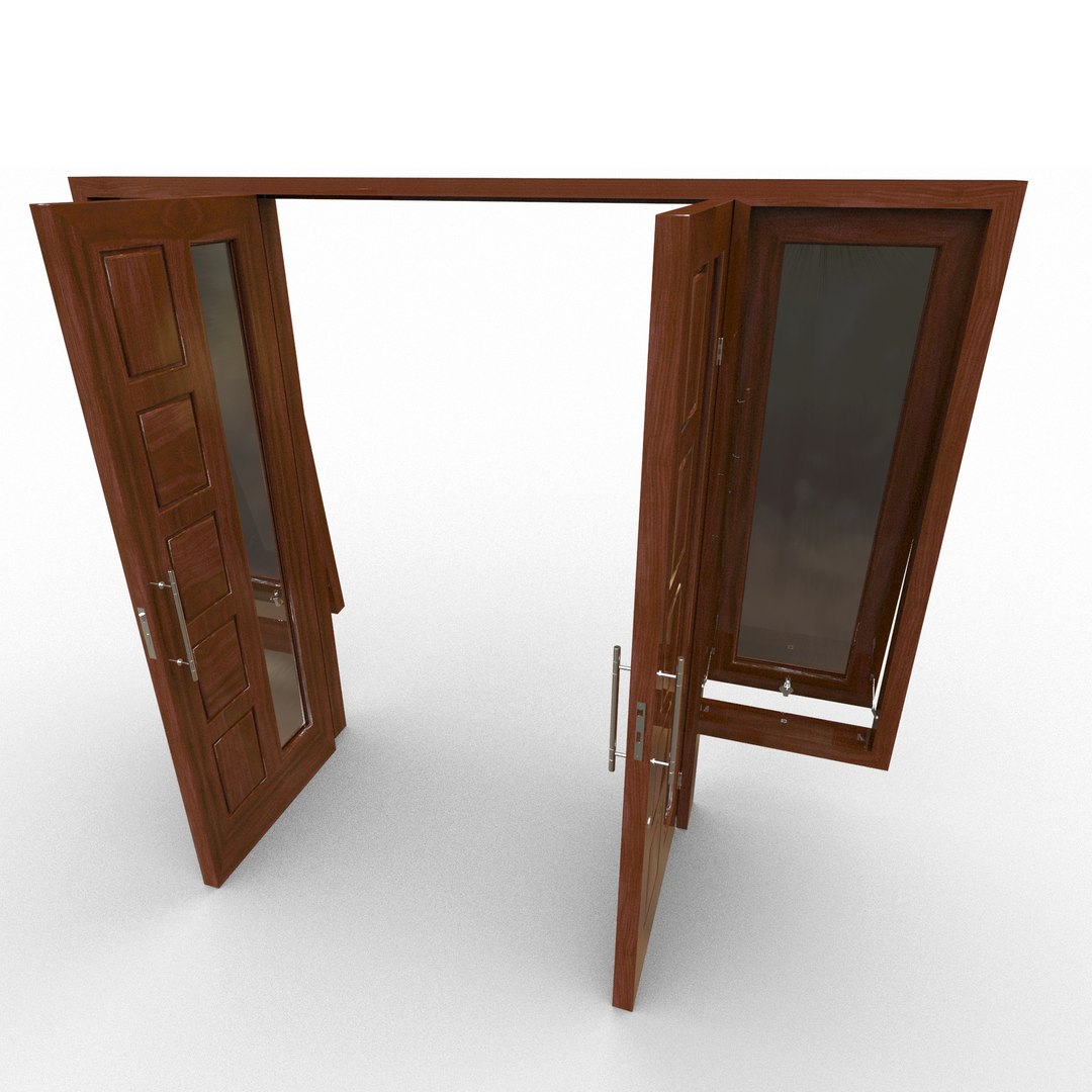 3d model double door window