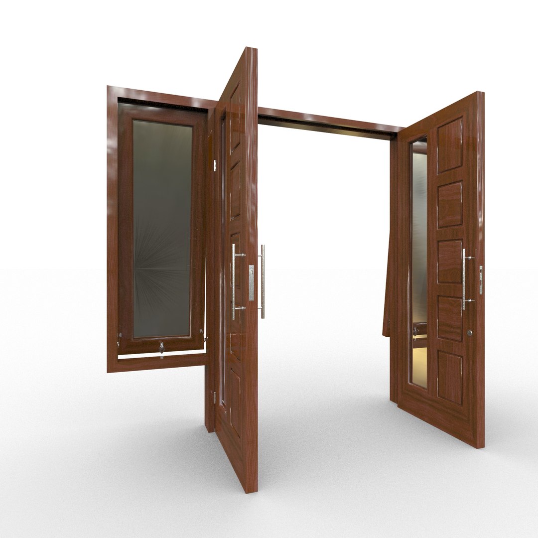 3d model double door window
