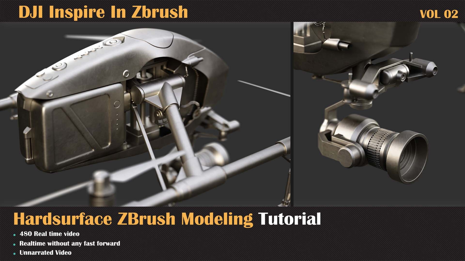 3D DJI Inspire Hardsurface ZBrush Modeling Tutorial - VOL 02 ...