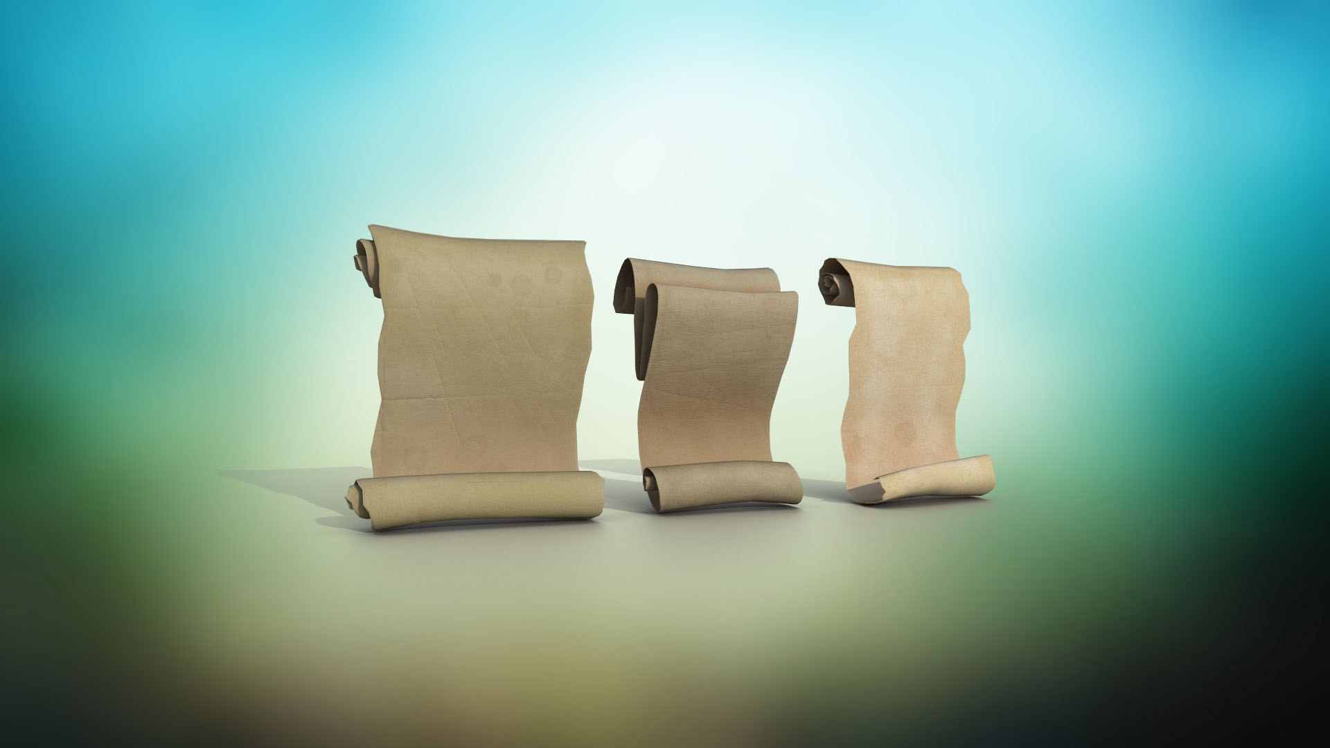 3D Set Of Three Papyrus Scrolls PBR Low-poly 3D Model - TurboSquid 1903718