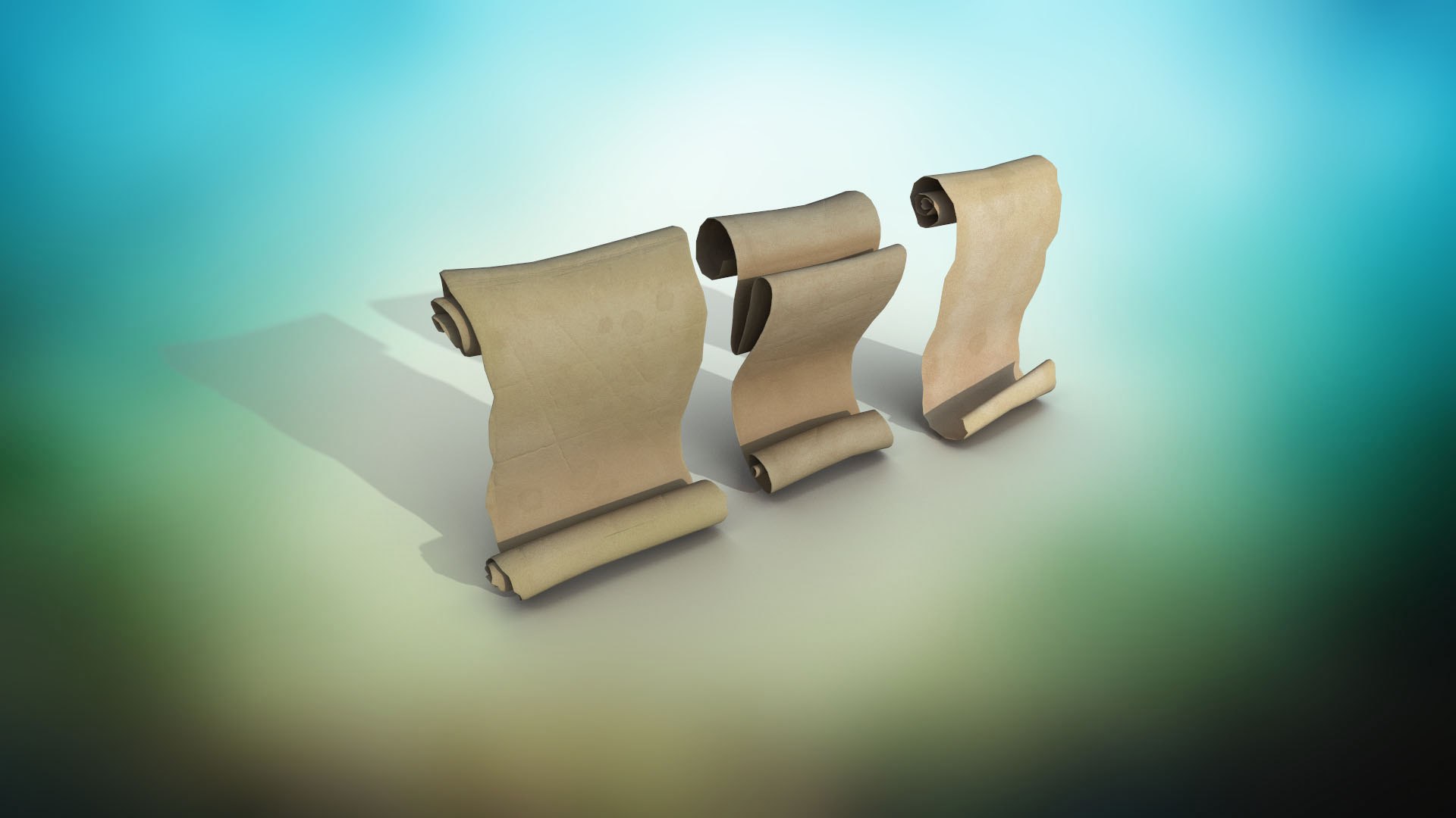 3D Set Of Three Papyrus Scrolls PBR Low-poly 3D Model - TurboSquid 1903718