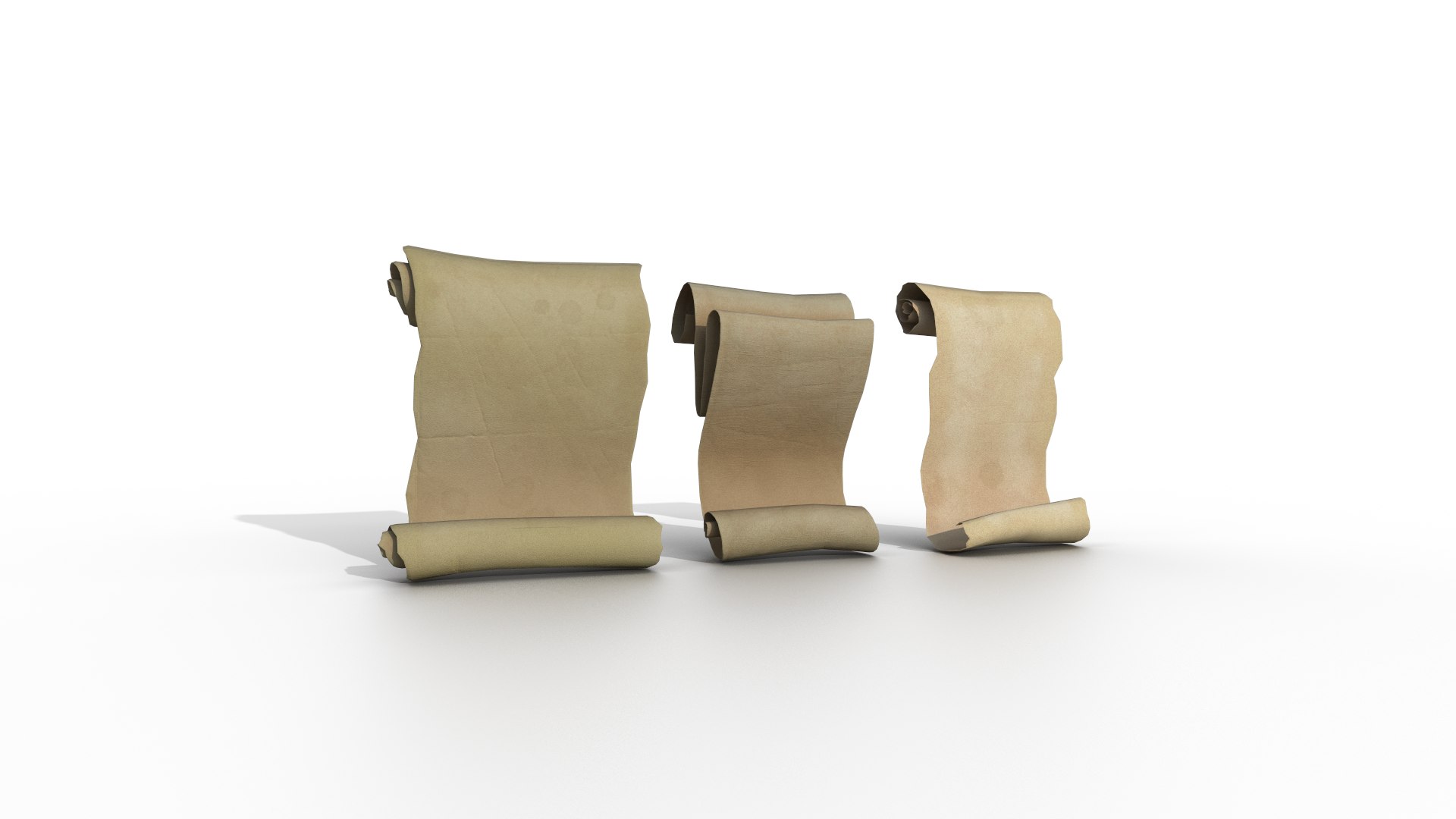 3D Set of three papyrus scrolls PBR Low-poly 3D model - TurboSquid 1903718